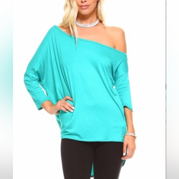 Isaac Liev | Tops | Dark Teal Off The Shoulder Top Nwt | Poshmark